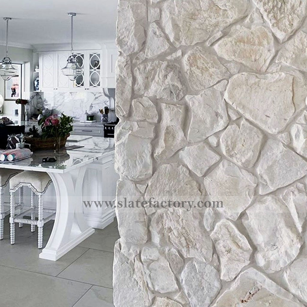 White Stone Veneer Modern Exterior Wall White Split Face Natural Stone